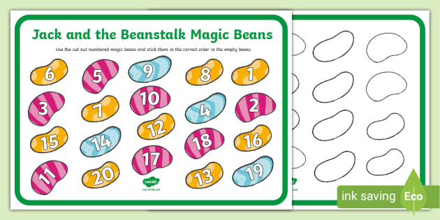 Jack and the Beanstalk Magic Bean Number Ordering 1-20 - jack