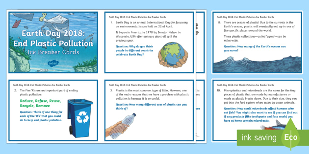 * NEW * KS2 Earth Day End Plastic Pollution Ice Breaker Cards