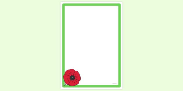FREE! - Simple Blank Printable Poppy Page Border | Twinkl