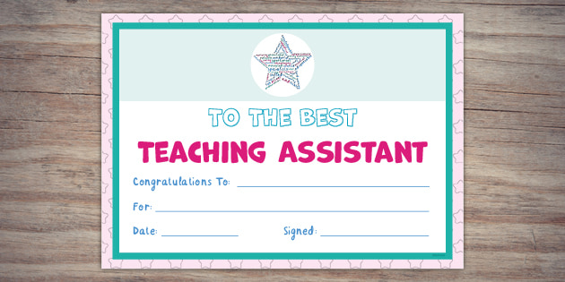 Best Teaching Assistant Certificate | Twinkl Party