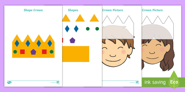 2D Shape Crown Cutting Skills Worksheets, Shape Crown Worksheets