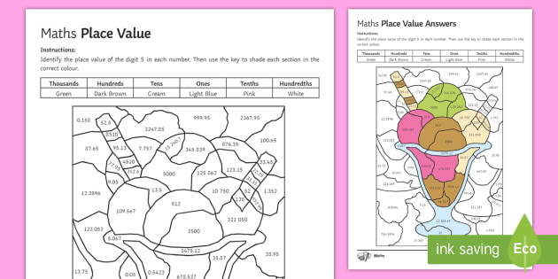 Maths Place Value Colour by Number