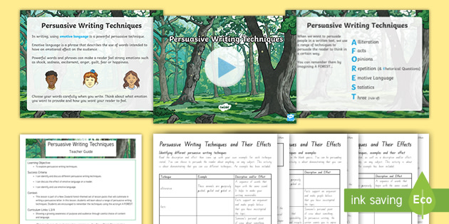 New Zealand Literacy Years 7-8: Persuasive Writing Techniques