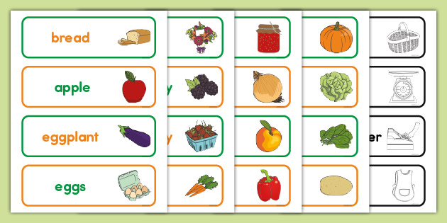 Farmer's Market Dramatic Play Word Cards (teacher made)