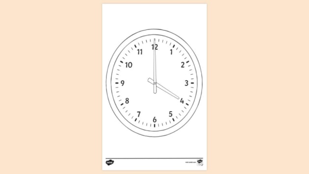 FREE! - Clock 4pm Colouring Sheet | Colouring Sheets
