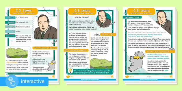 Interactive PDF: KS1 C.S. Lewis and The Mourne Mountains Differentiated