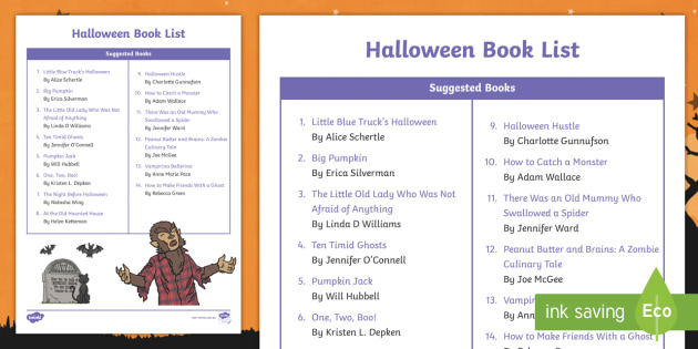 Halloween Book List (teacher made)
