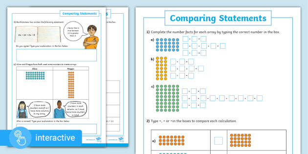 👉 Interactive PDF Y3 WRM Spring 1: Comparing Statments