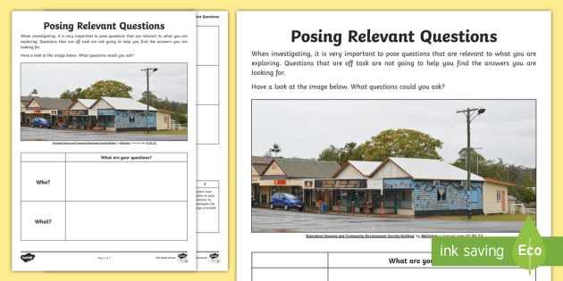 Posing Relevant Questions Assessment Sheet (teacher made)