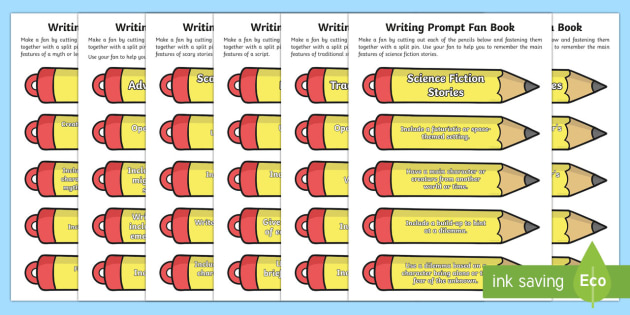 Pencil Themed Fictional Writing Success Criteria Prompt Fan Resource Pack