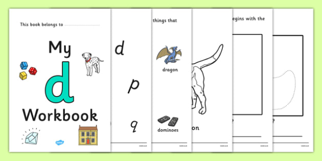 My Workbook d lowercase - workbook, d sound, lowercase, letters, alphabet