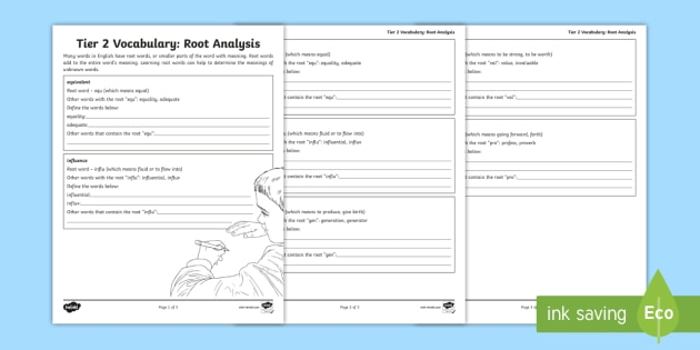 Tier 2 Vocabulary Root Words Analysis Activity