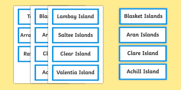 Islands of Ireland Word Cards (Teacher-Made)
