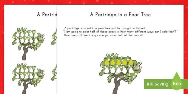 Partridge in a Pear Tree Activity - Christmas, partridge in a