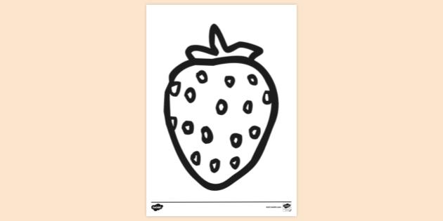 Cute Strawberry Colouring Page | Colouring Sheet