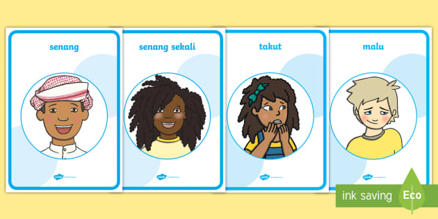 Indonesian Feelings and Emotions Display Posters