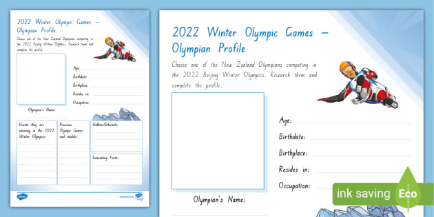 2022 Winter Olympics - Olympian Profile (Teacher-Made)