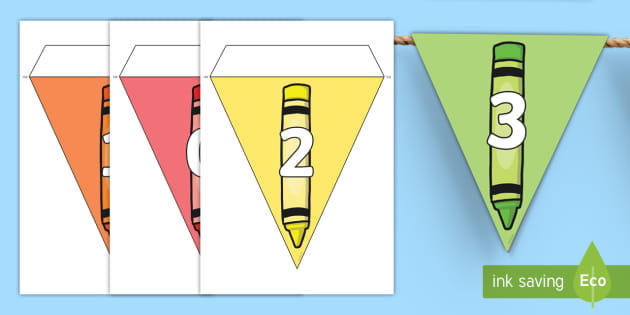 👉 Crayon-Themed Number Line Display Bunting