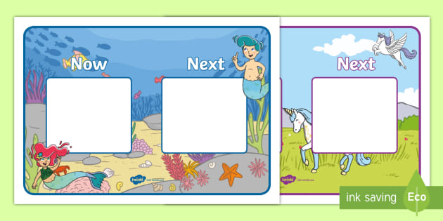 Mermaid & Unicorn Themed Now & Next Board | Twinkl Inclusion