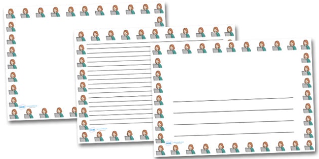 FREE! - Woman and Computer Landscape Page Borders- Landscape Page Borders
