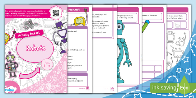 Robots Activity Booklet (Ages 3 - 5) (teacher made)