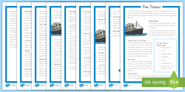 * NEW * Titanic Differentiated Reading Comprehension Activity - Titanic