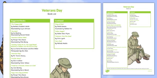 Veterans Day Book List (teacher made)