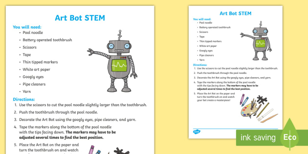 Art Bot STEM Activity - STEM, Art Bot, build a robot