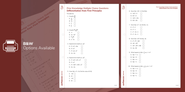 👉 Differentiation from First Principles Prior Knowledge Multiple Choice