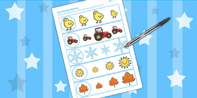 Seasons Size Matching Worksheet