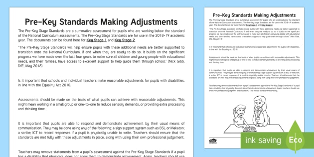 Pre-Key Stage Standards - Making Adjustments Adult Guidance