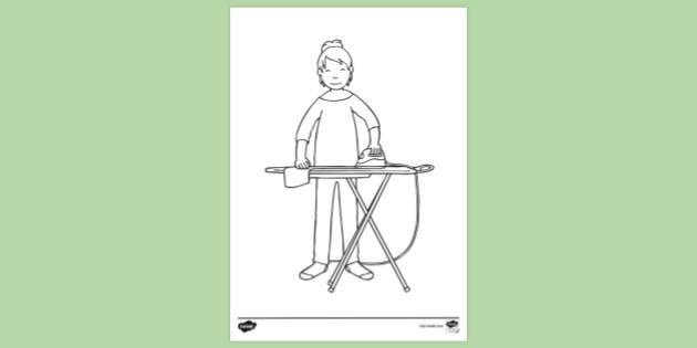 FREE! - Woman Ironing Colouring Sheet | Colouring Sheets