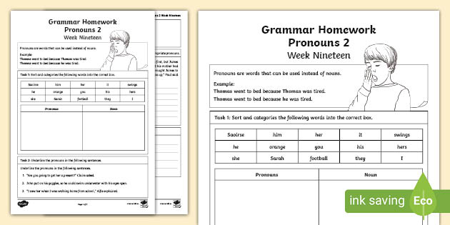 Grammar Homework Week Nineteen (teacher made)