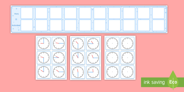 Banner: Horario visual con relojes (teacher made)