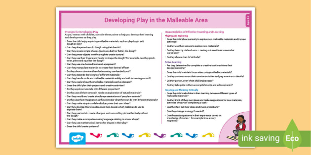 EYFS Malleable Area 3-4 Next Steps Poster (teacher made)