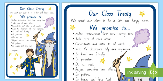 Class Treaty Wizard-Themed Display Poster (teacher made)