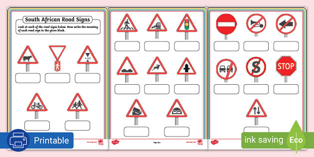 Road Safety Signs Worksheets