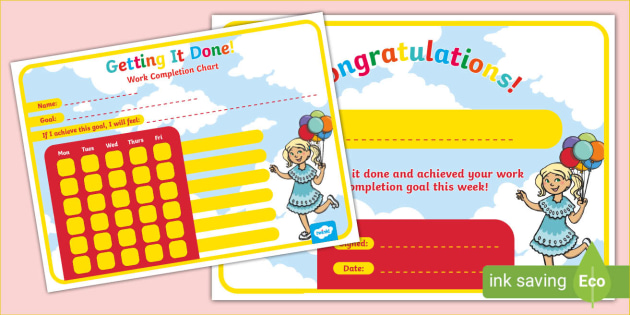 Getting It Done Work Completion Chart and Award | Twinkl