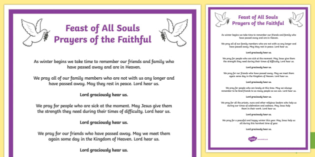 All Souls’ Day prayers of the faithful | Printable | Twinkl