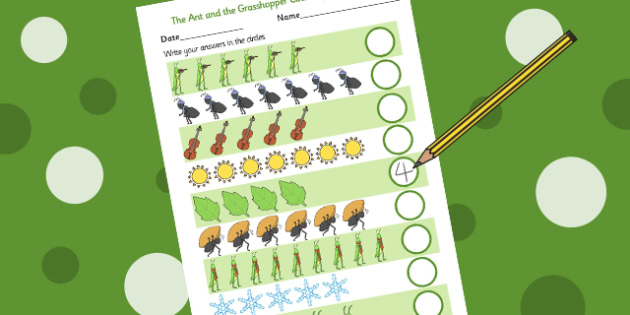 The Ant and the Grasshopper Counting Sheet (teacher made)