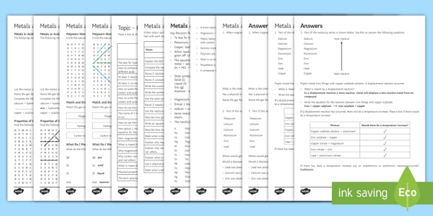 Metals and Acids Revision Pack | KS3 Science | Beyond