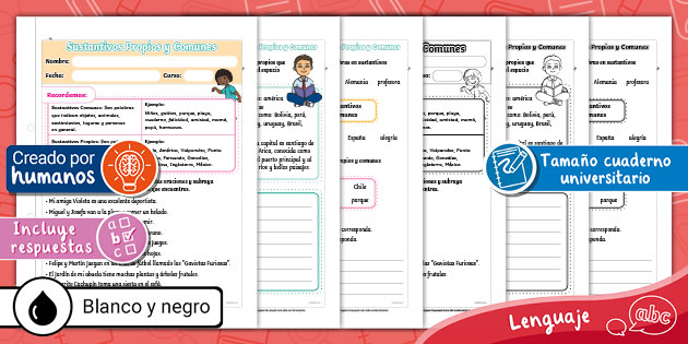Hojas De Trabajo Sobre Sustantivos Comunes Y Propios Ficha De