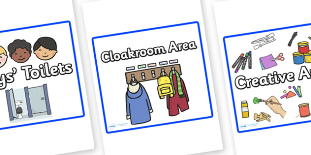 FREE! - 👉 Editable Square Classroom Area Signs (Blue)