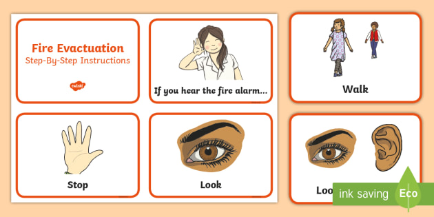 Fire Evacuation Cards Step-by-Step Instructions