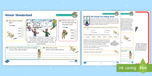 KS1 Winter Wonderland Focused Reading Skills Comprehension Pack