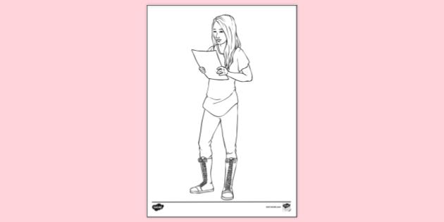 FREE! - Child Girl Giving Presentation Colouring | Colouring Sheets