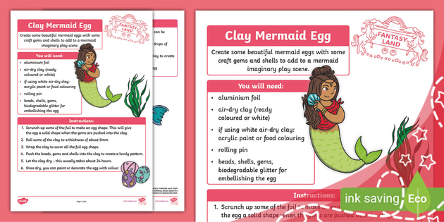 Clay Mermaid Egg Craft Instructions (Teacher-Made)