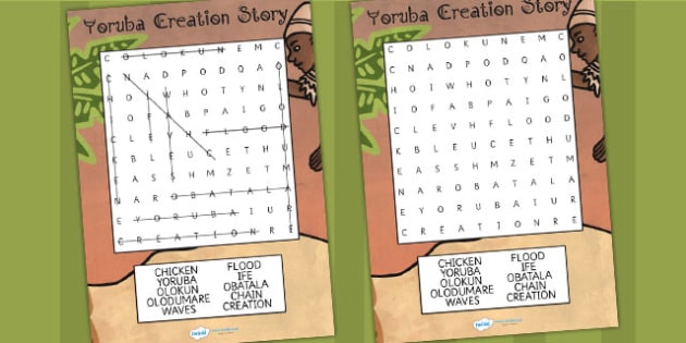Kingdom of Benin: Yoruba Creation Story Differentiated Wordsearch