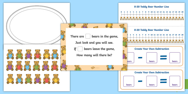 How Many Bears Subtraction Game up to 20 Activity - How Many Bears?