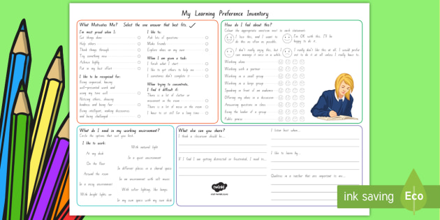 Back to School Years 7-8: My Learning Preference Inventory
